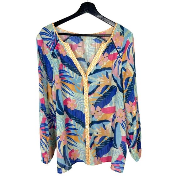 Sundance | Tops | Sundance Multicolor Jungle Floral V Neck Long Sleeve ...